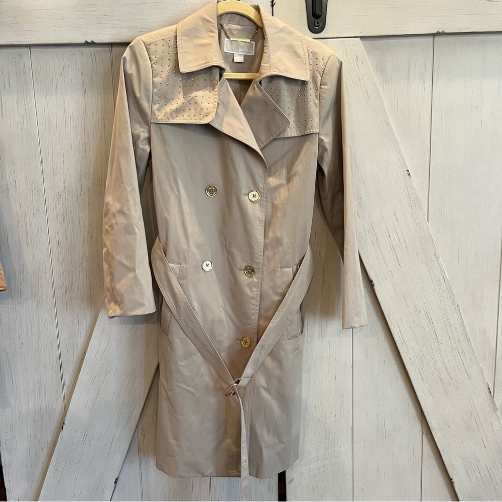 Michael Kors Studded Trench Coat Size Medium - Gem